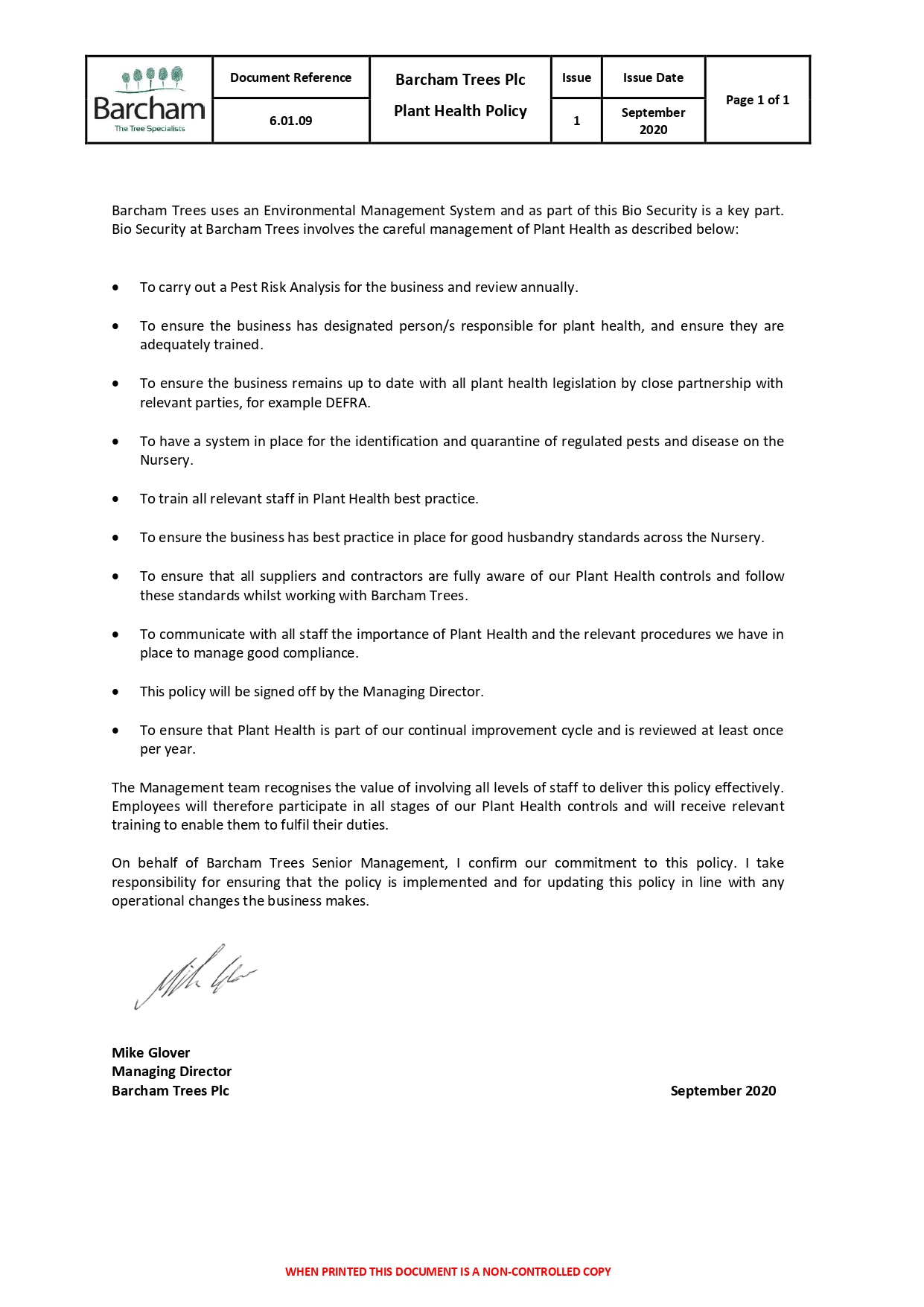 Plant Health Policy | Our policies | Legal | Barcham